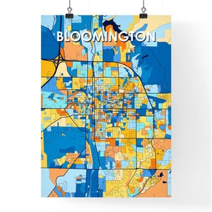 Bloomington Indiana Custom Art Map - Vibrant, Colorful | Unique Wall ...