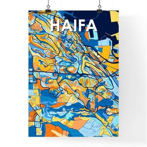 Haifa Israel Art Map Poster - Vibrant Wall Decor for Unique Home Design ...