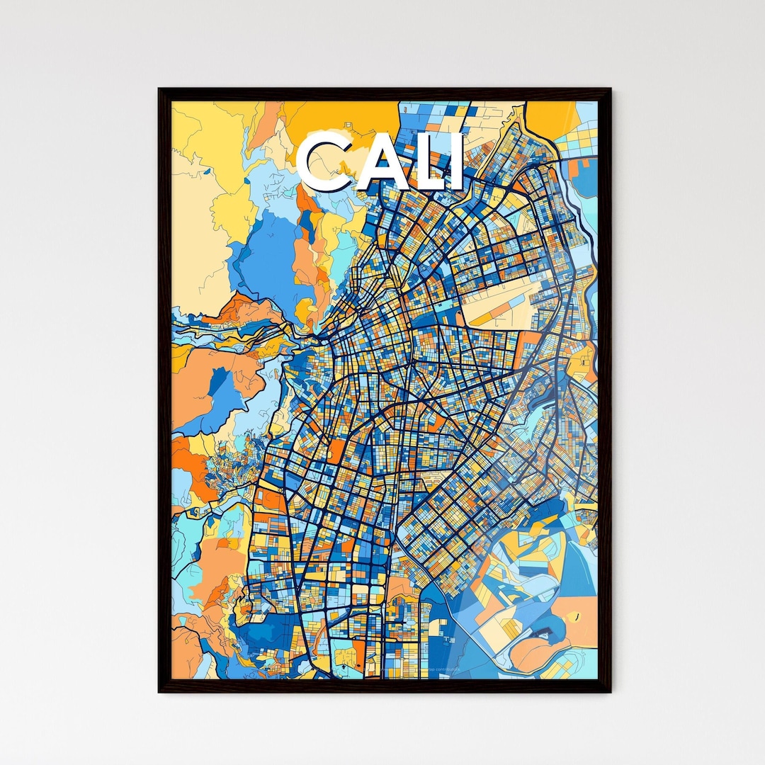 Cali Colombia Art Map Poster - Vibrant Wall Decor | Unique Gift for ...