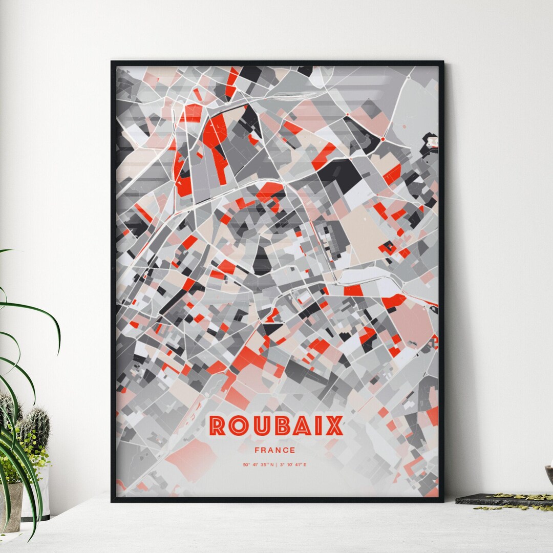 Roubaix France Map Modern Expressive Art Poster Customizable - Etsy ...