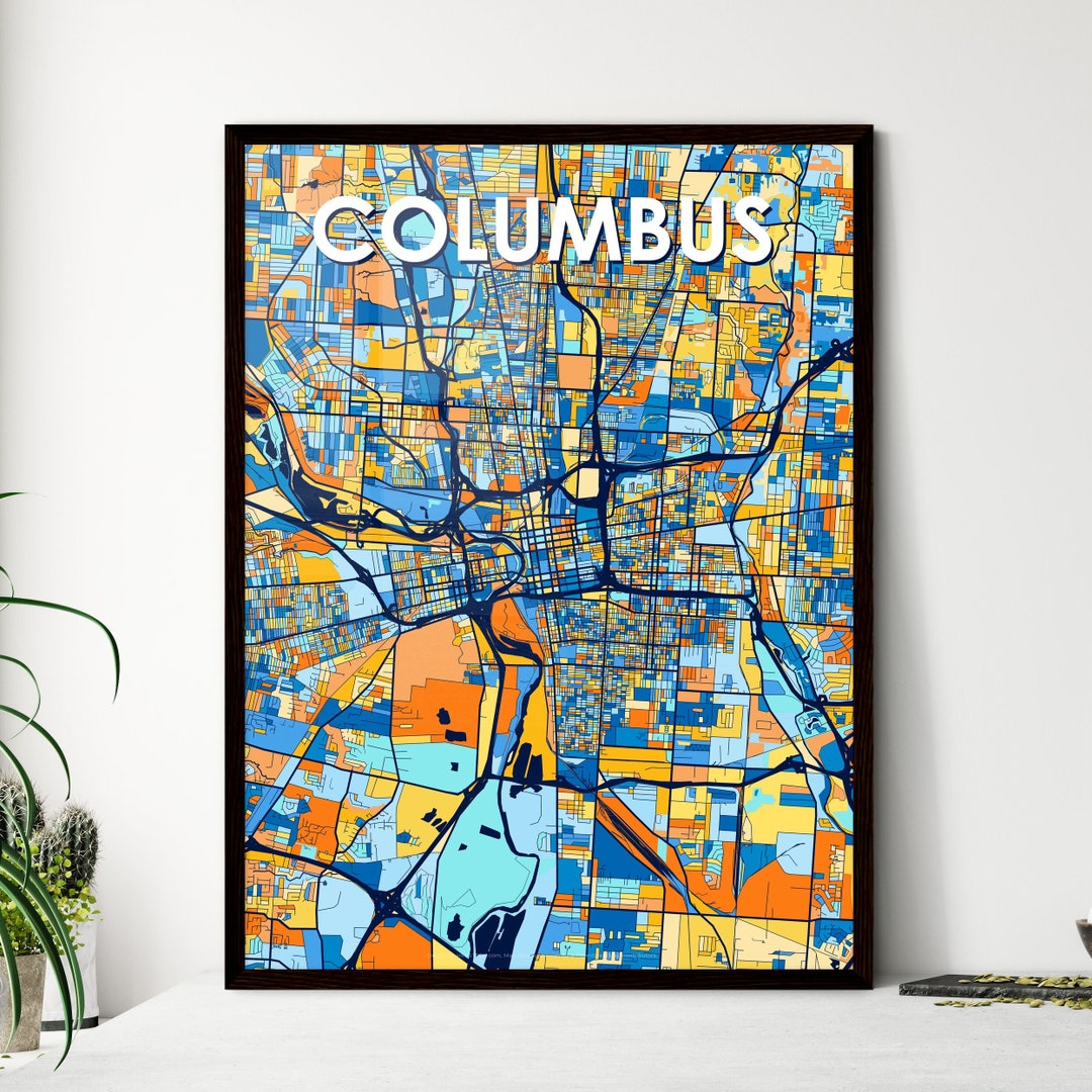 COLUMBUS OHIO Vibrant Colorful Art Map Poster - Etsy