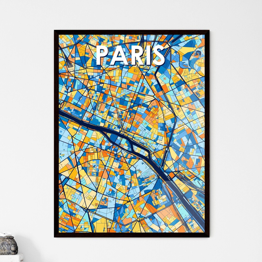 Paris France Art Map Poster - Vibrant Colorful Wall Decor Perfect for ...