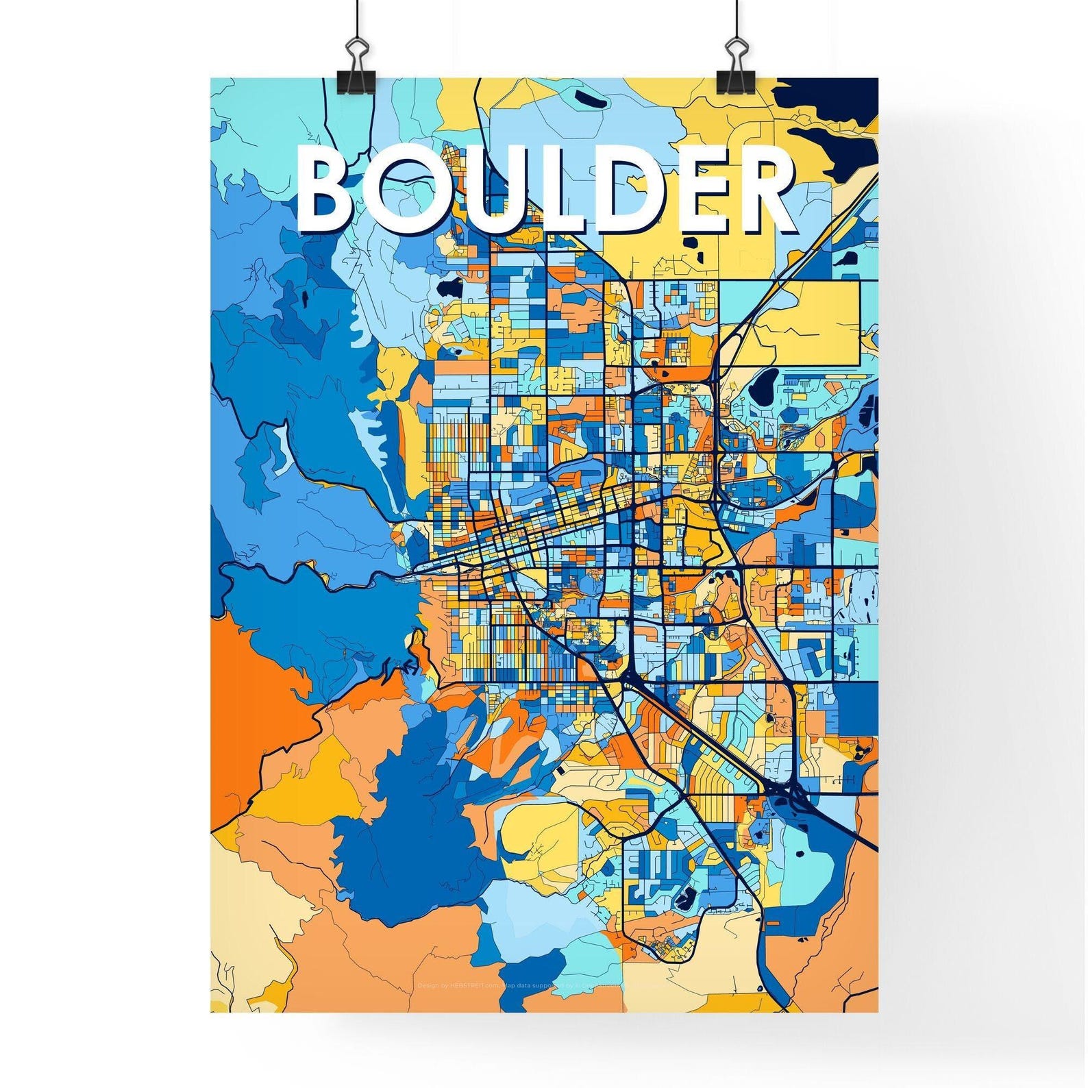 Boulder, Colorado Art Map Poster - Unique Decor | Perfect ...