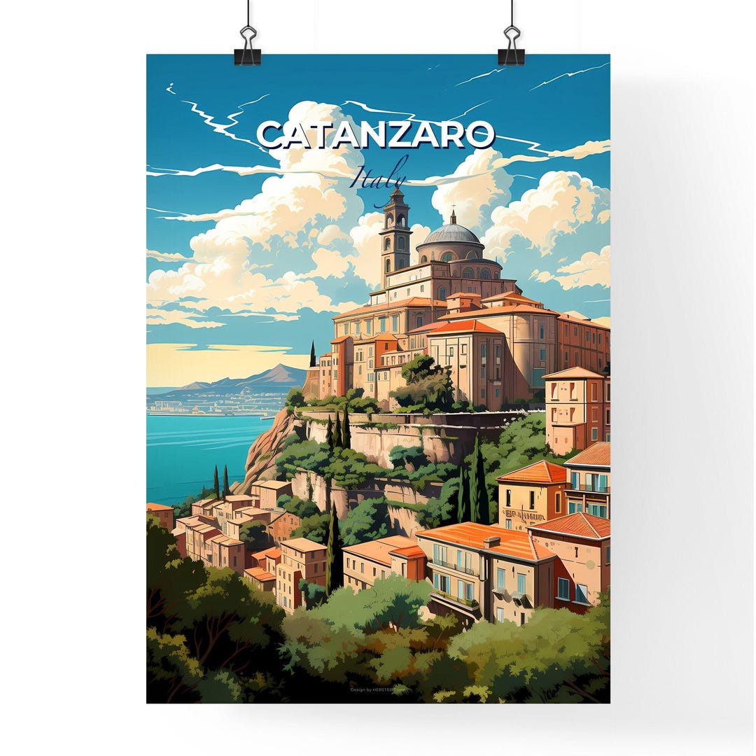 Coastal City Prints, Catanzaro Poster, Scenic Italian Art, Cliffside ...