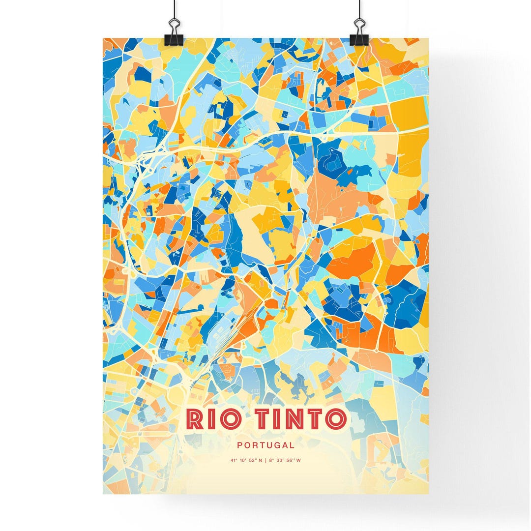 Rio Tinto Portugal Coastal Colors Art Map Rio Tinto Portugal City Map ...