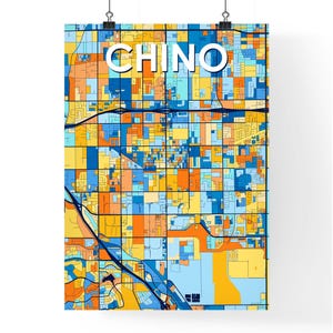 CHINO CALIFORNIA Art Map Poster | Colorful Custom Wall Decor | Unique ...