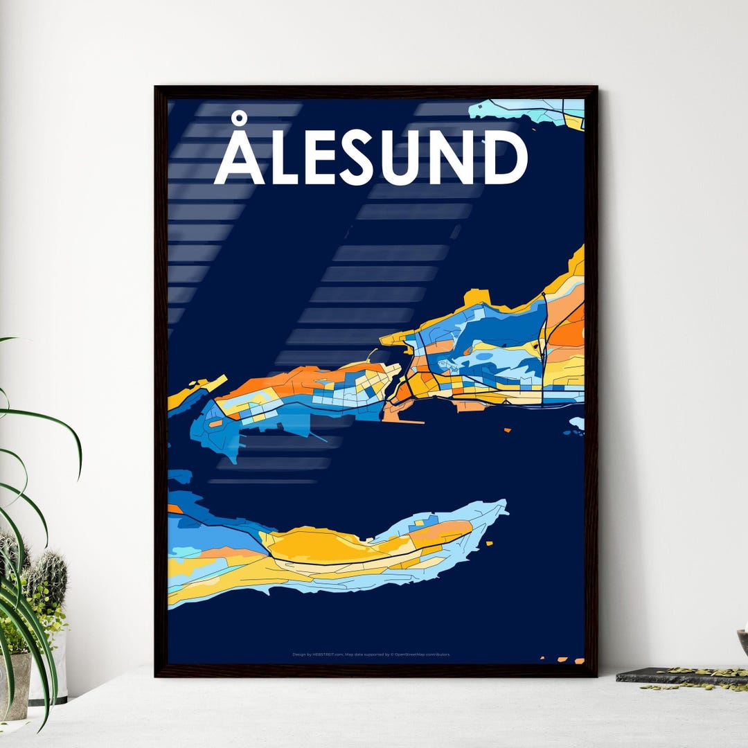 Stunning Ålesund Norway Art Map Poster - A Colorful Gift for Weddings ...