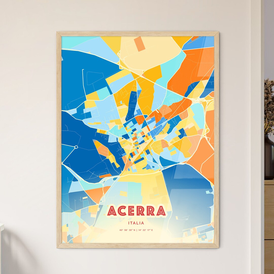 Colorful ACERRA ITALY Blue Orange Fine Art Print, Acerra Italia City ...