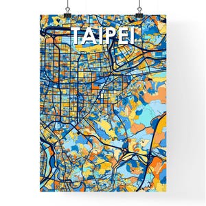 Taipei Taiwan Art Map Poster - Vibrant Wall Decor, Unique Gift for Home ...