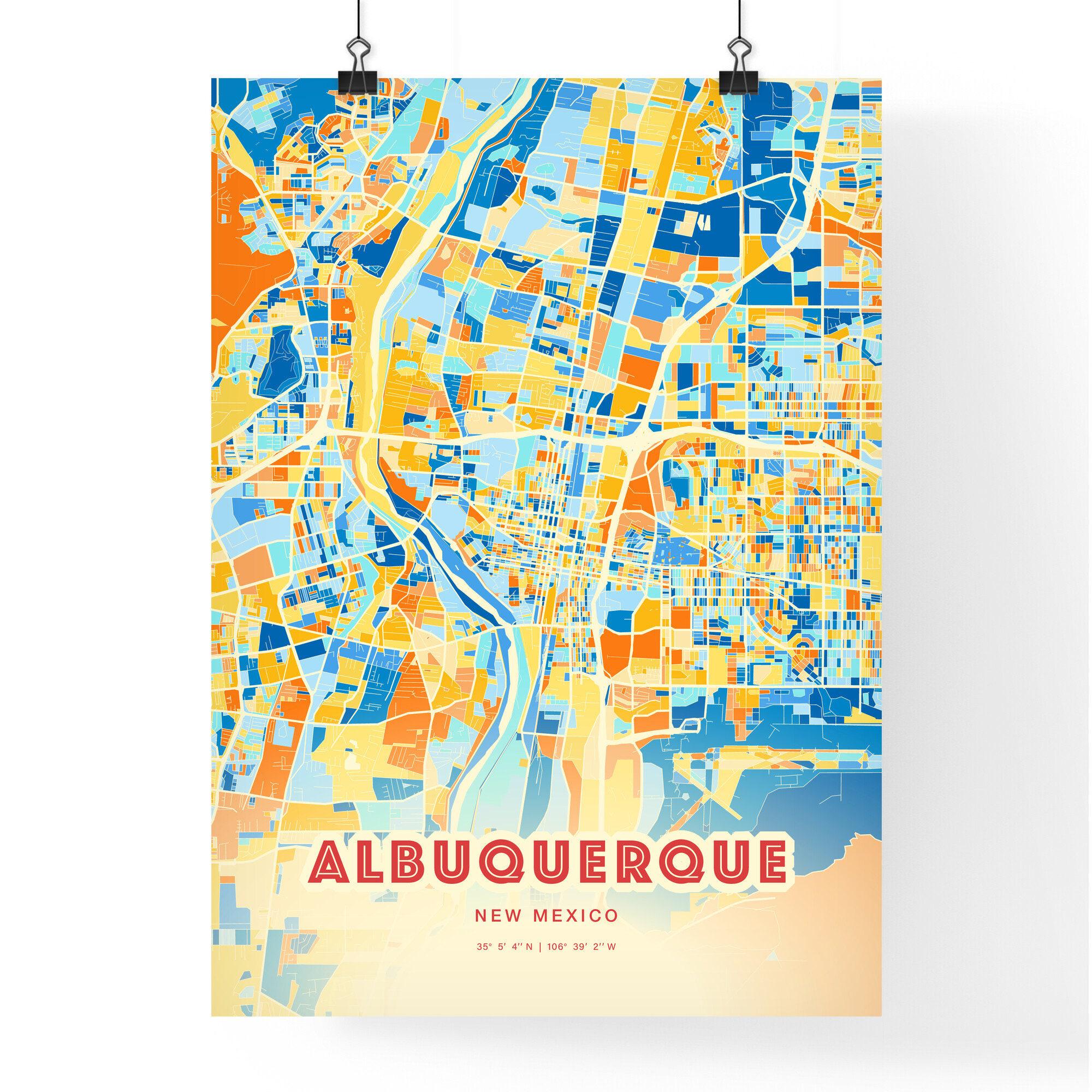 Colorful Albuquerque New Mexico Blue Orange Fine Art Print, Albuquerque ...