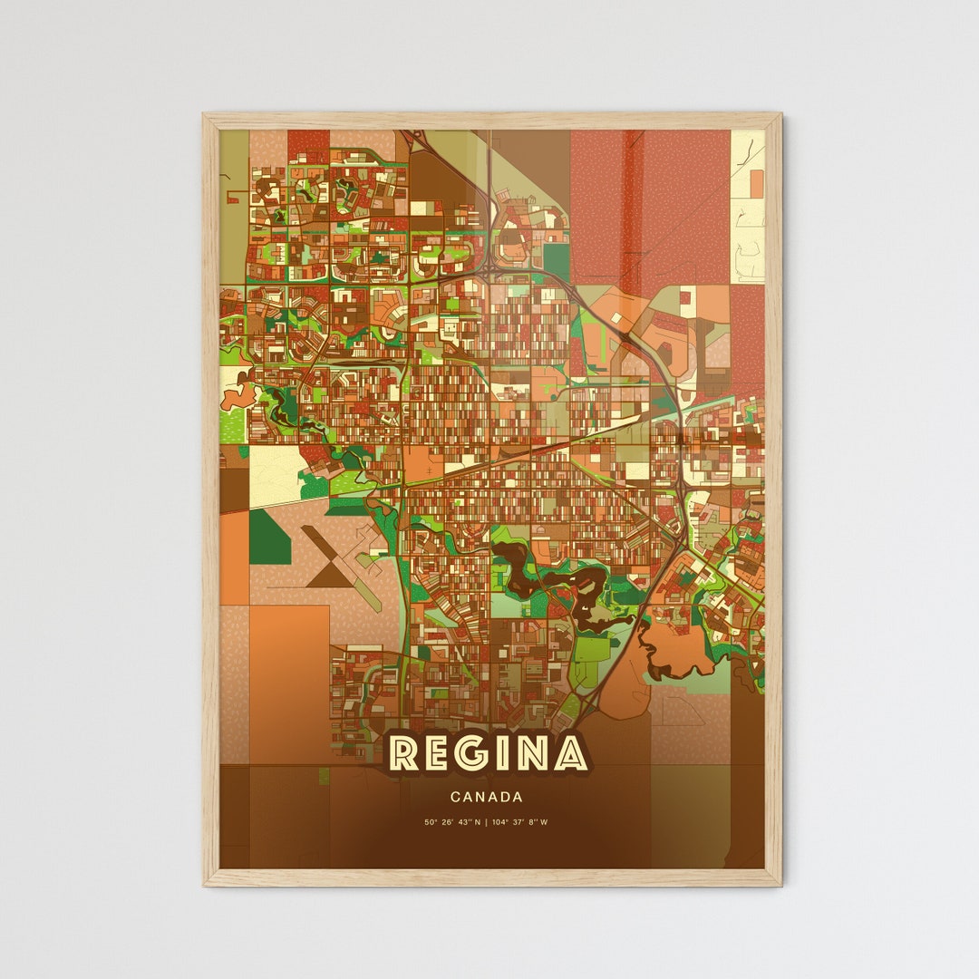 Custom Regina Canada Farmhouse Map Poster Rustic Wall Art - Etsy