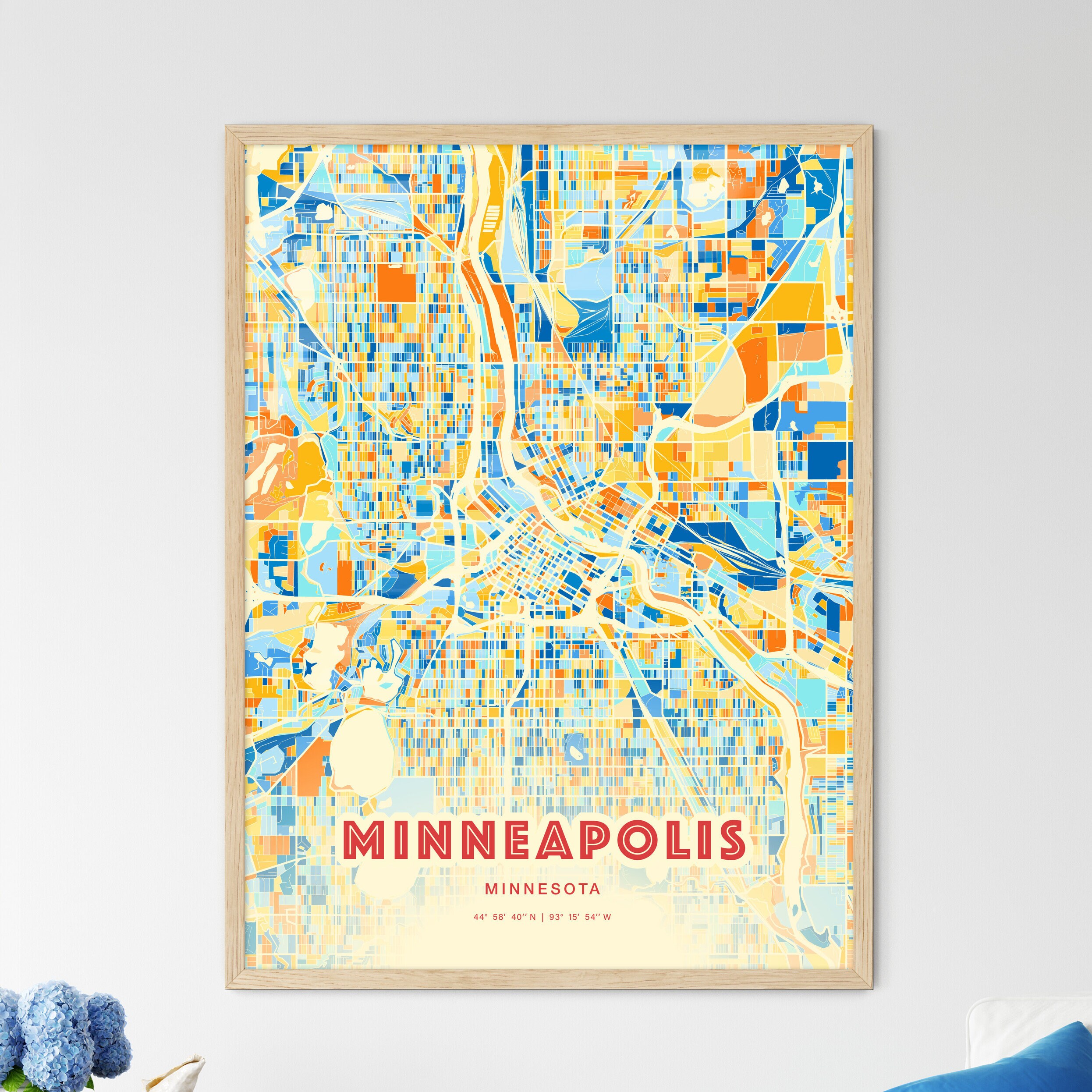 Colorful MINNEAPOLIS MINNESOTA Blue Orange Fine Art Print - Etsy