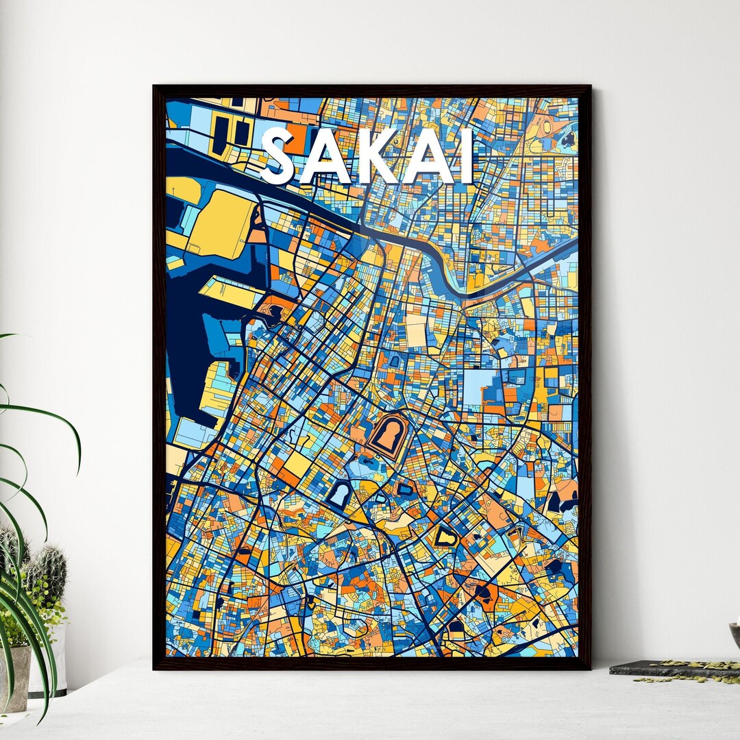 Vibrant Sakai Japan Art Map Poster - Unique Wall Decor for Home ...