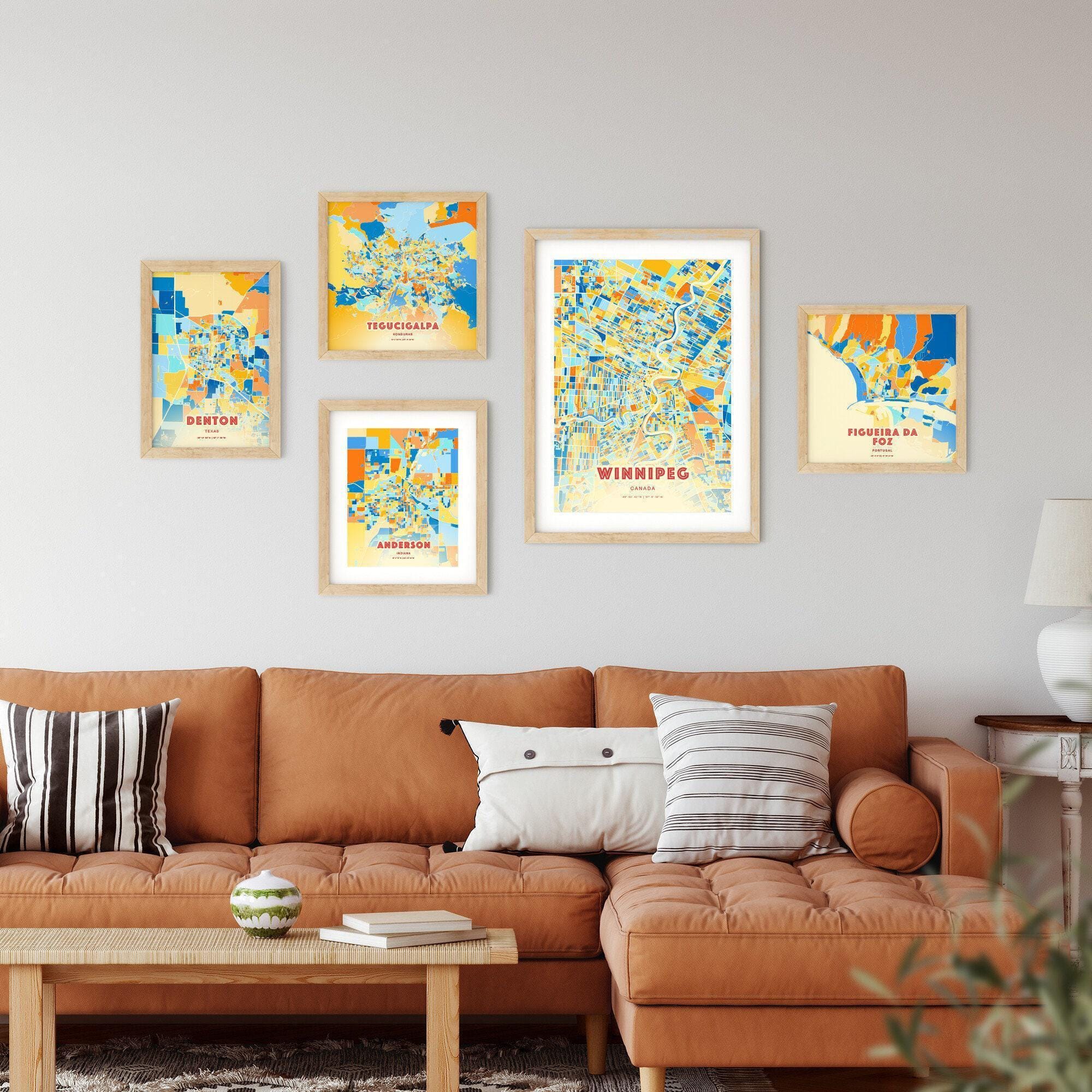 Winnipeg Wall Art: Colorful City Map - Framed or Metal Print - Etsy