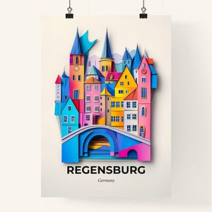 Vivid Regensburg, Germany - a Paper Cut Print of a City With a Bridge ...