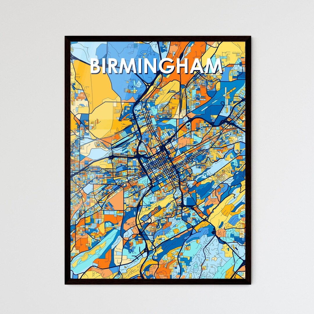 Birmingham Alabama Art Map Poster - Vibrant Wall Décor, Unique Gift for ...