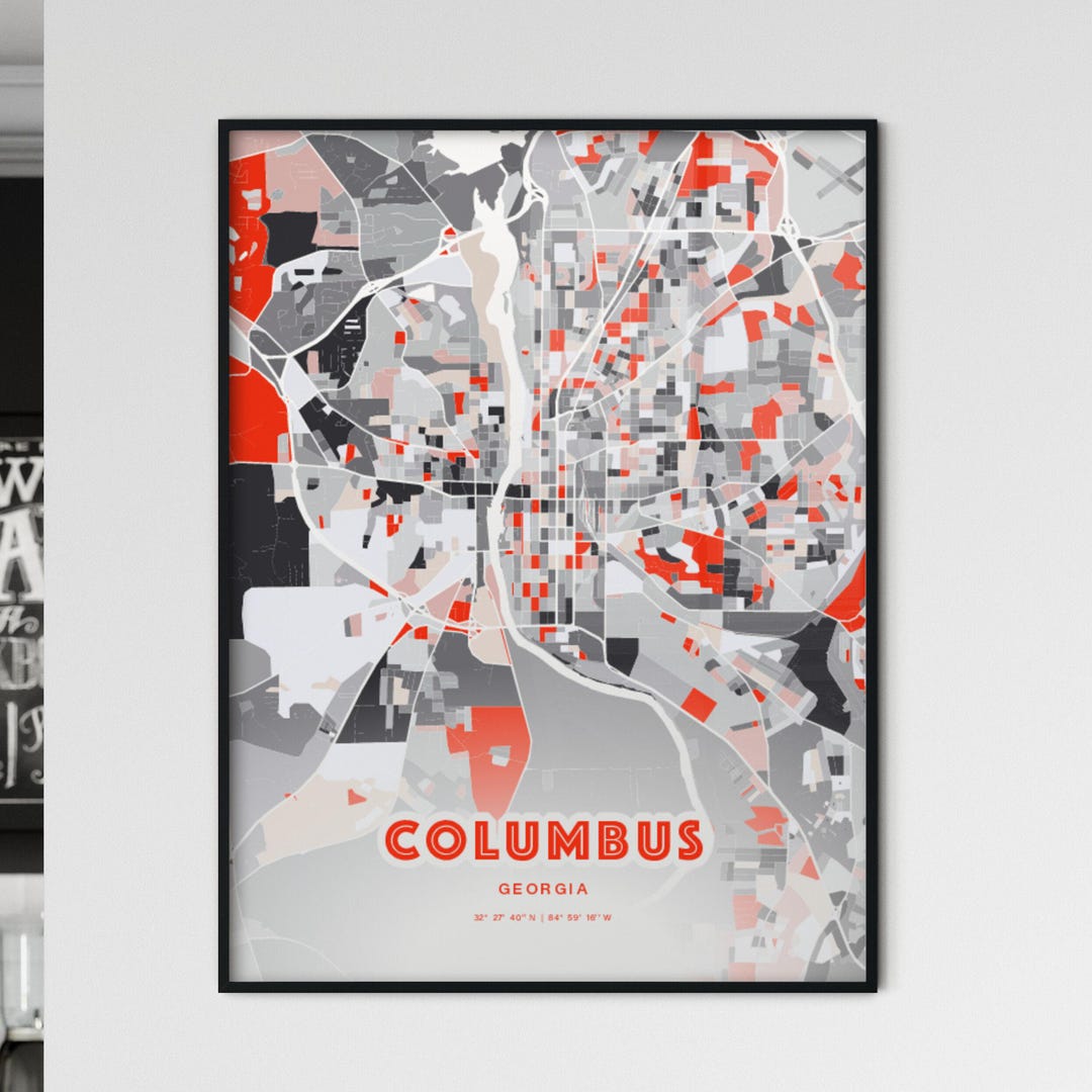 Expressive Columbus Map Poster Custom Art Print for Modern Dcor - Etsy