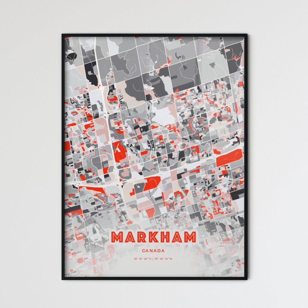 Modern Markham Canada Expressive Map Poster Customizable Poster Print ...