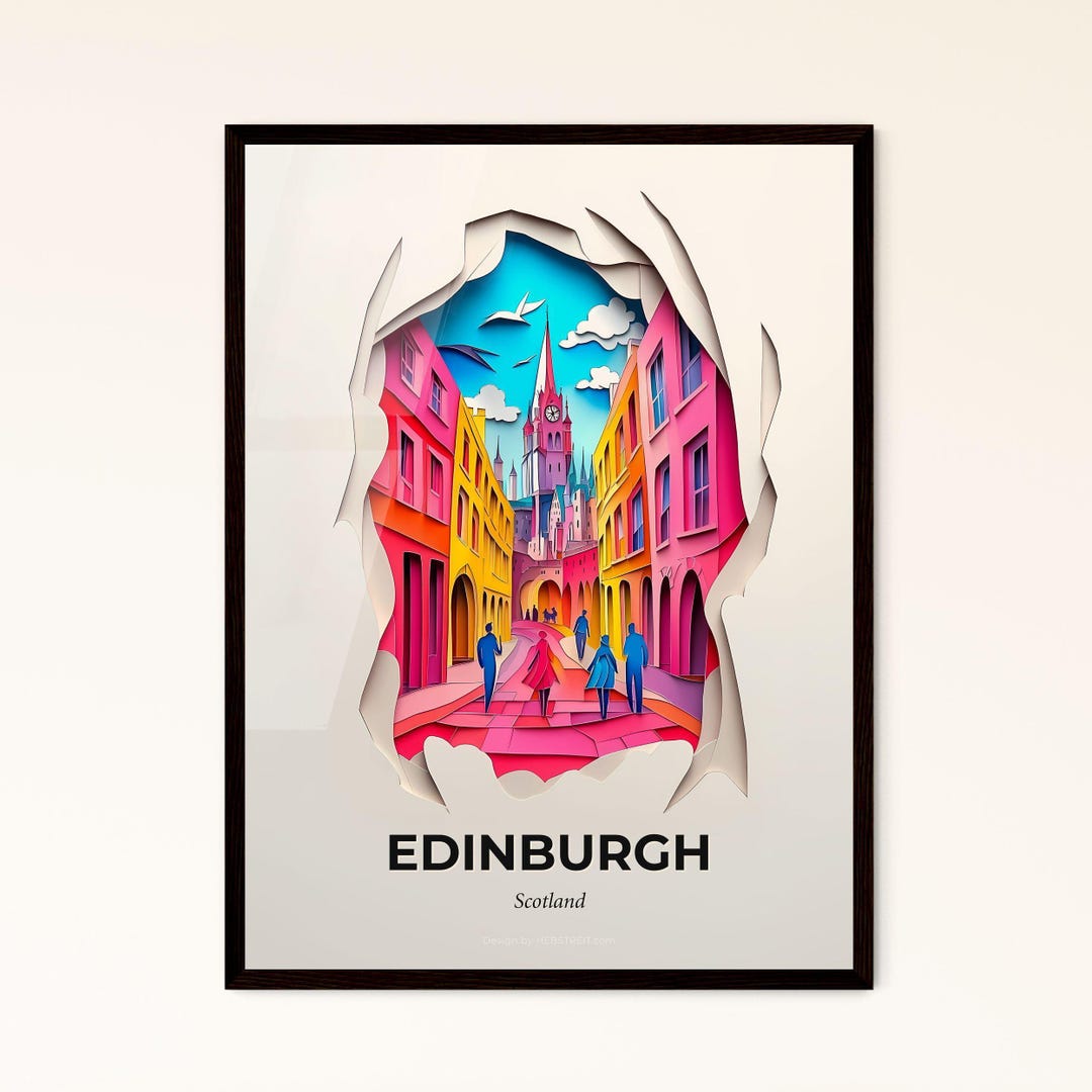 Vivid Edinburgh, Scotland - a Paper Cut of a City Street With People ...