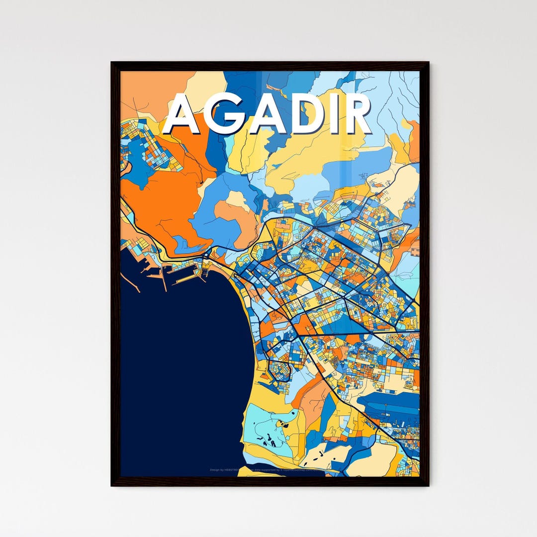 Personalisable AGADIR MOROCCO Art Map Poster - Vivid Wall Decor for ...