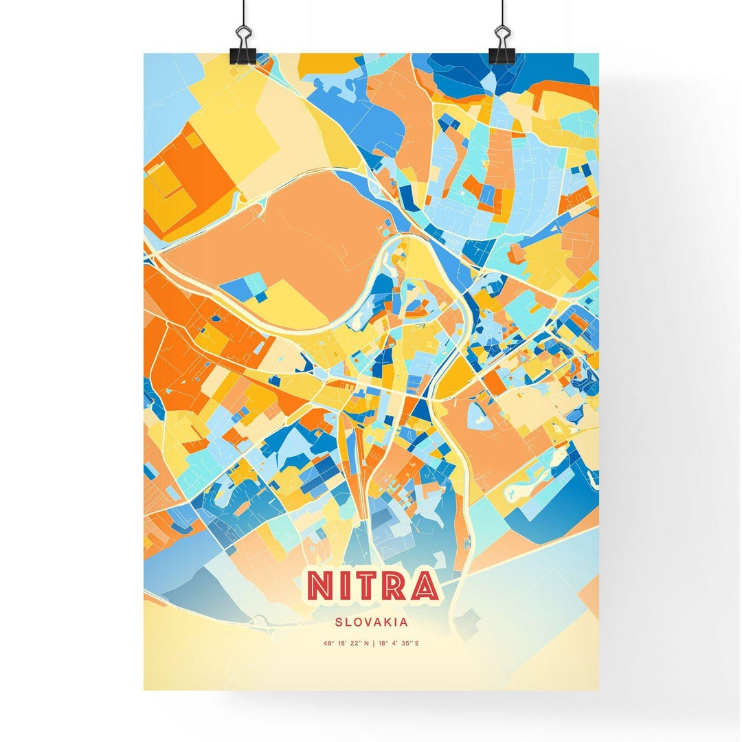 Nitra Slovakia Coastal Colors Art Map Nitra Slovakia City Map ...