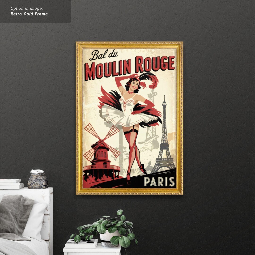 Paris Theater Wall, Parisian Dancer Art, Moulin Rouge Poster, Vintage ...