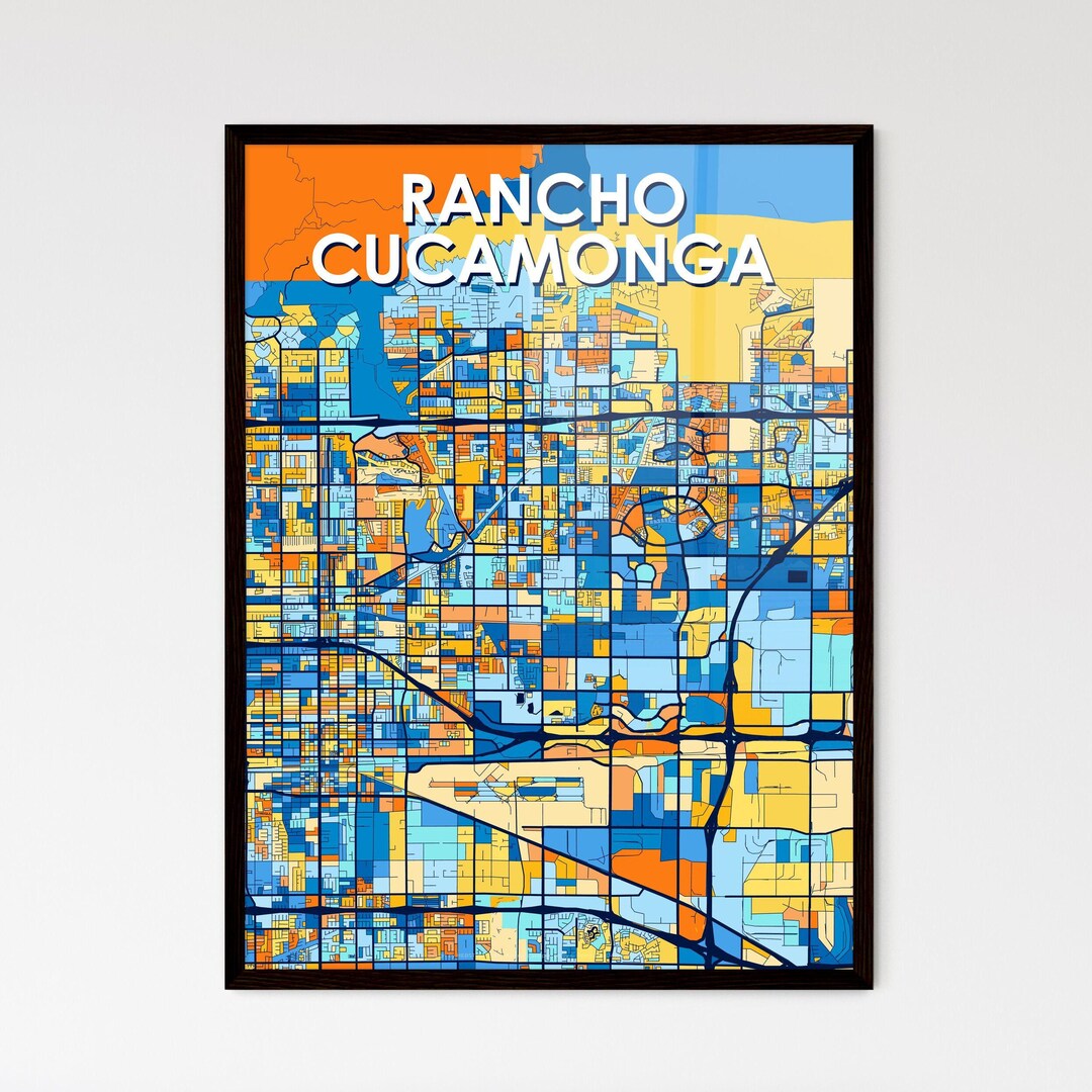 Personalisable Rancho Cucamonga Art Map Poster - Vibrant Colorful Wall ...