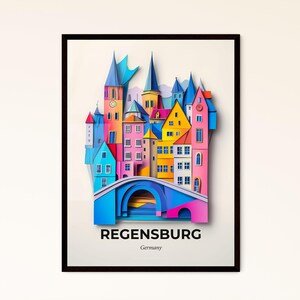 Vivid Regensburg, Germany - a Paper Cut Print of a City With a Bridge ...