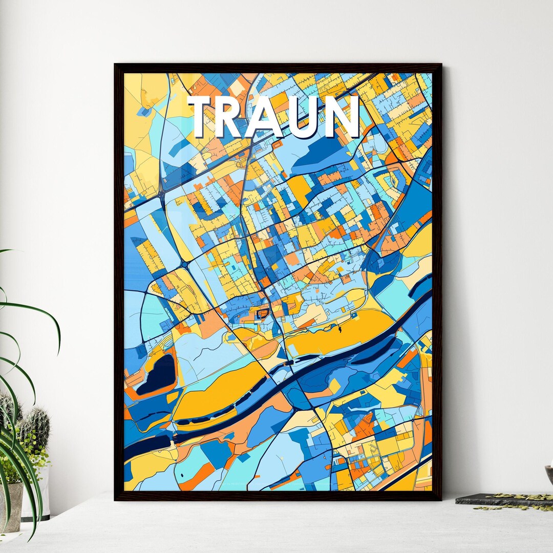 Vibrant Art Map of Traun, Austria - Unique Wall Decor | Perfect ...