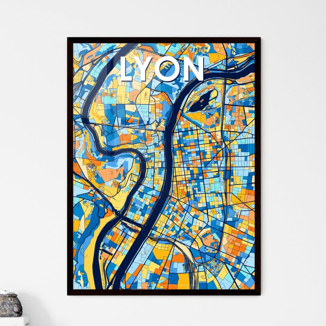 Lyon France Art Map Poster - Vibrant Colorful Wall Decor for Unique ...