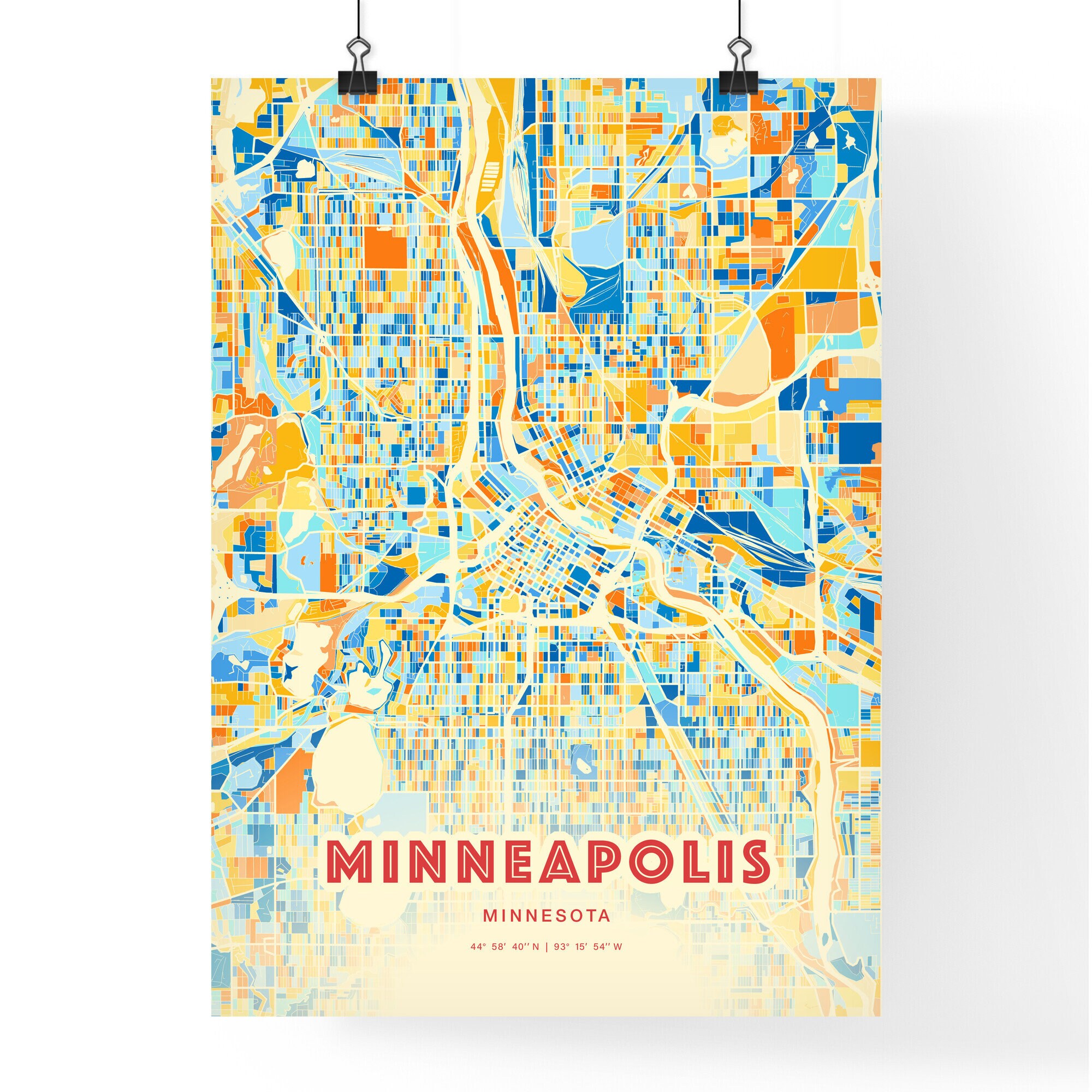 Colorful MINNEAPOLIS MINNESOTA Blue Orange Fine Art Print - Etsy