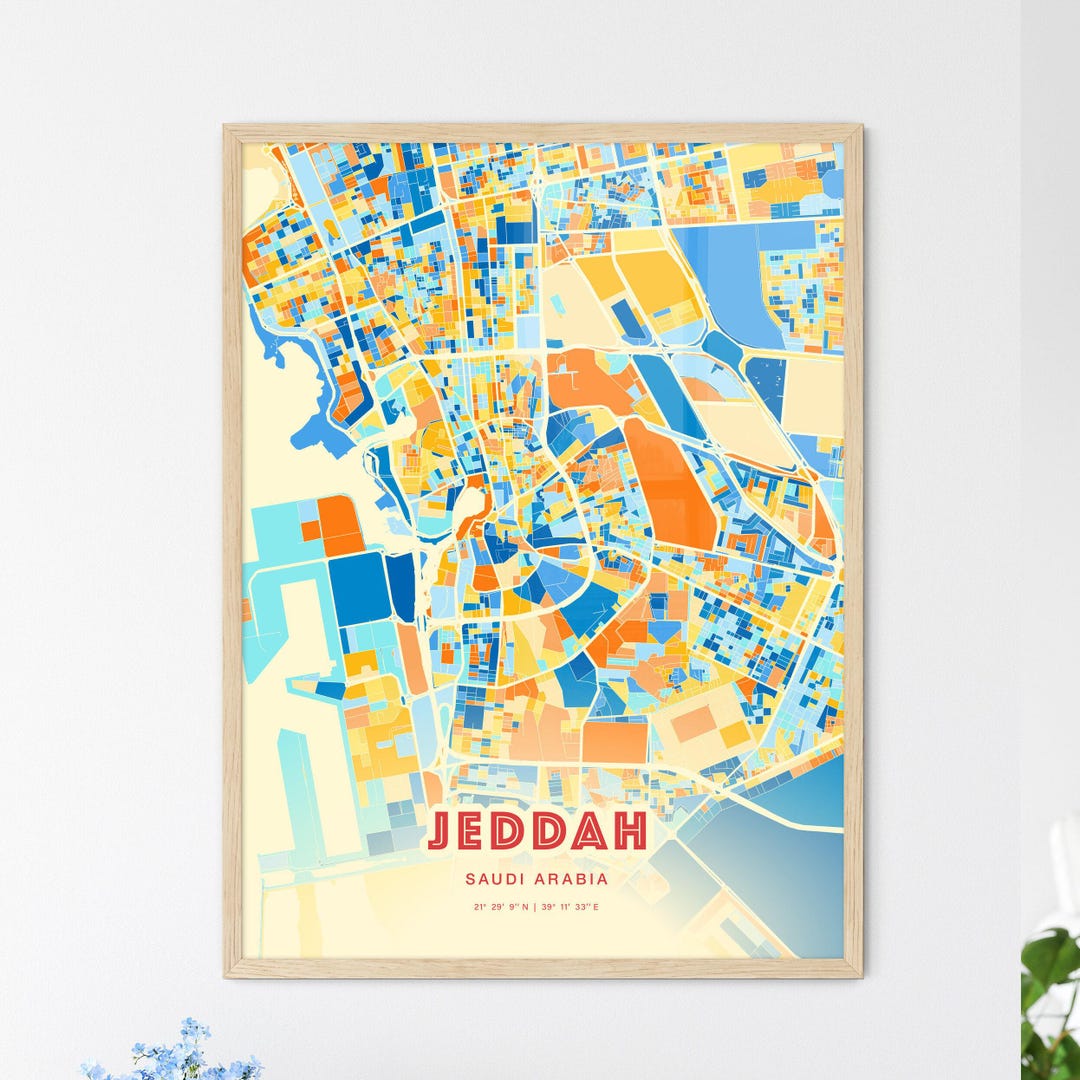 Colorful Jeddah Saudi Arabia Blue Orange Fine Art Print, Jeddah Saudi ...