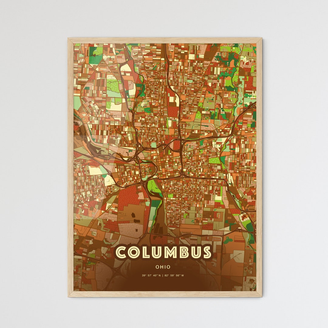 Custom Columbus Ohio Map Poster Farmhouse Art Print - Etsy