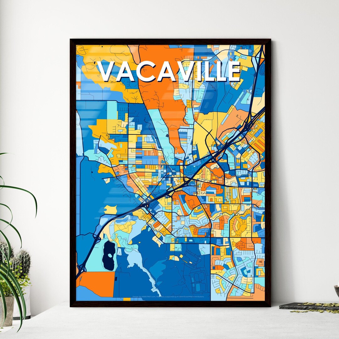 Vacaville, CA Art Map Poster - Unique Wall Decor, Perfect Personalisable Gift for Home Interiors ...