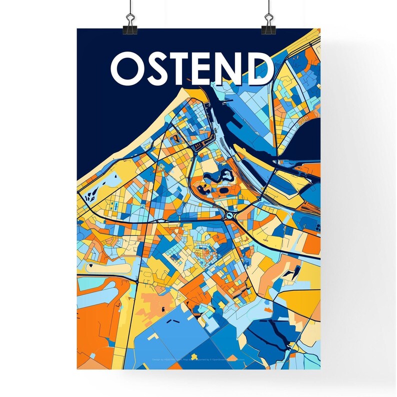 OSTEND, BELGIUM Art Map Poster - Vibrant Decor for Home, Unique Gift ...