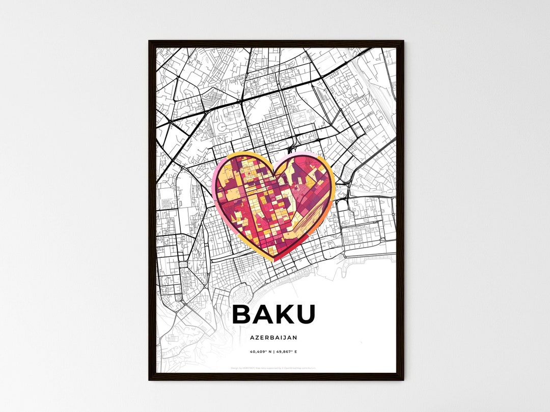 BAKU AZERBAIJAN Where It All Began Map Choose One of Three Styles ...