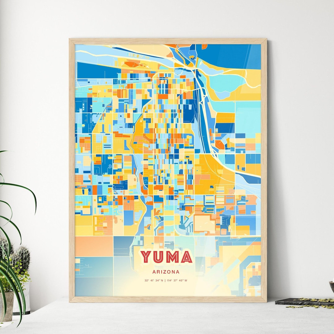 Yuma Arizona Coastal Colors Art Map, Yuma Usa Two-toned Creative ...