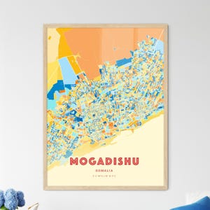 Mogadishu Somalia Coastal Colors Art Map, Mogadishu Somalia City Map ...