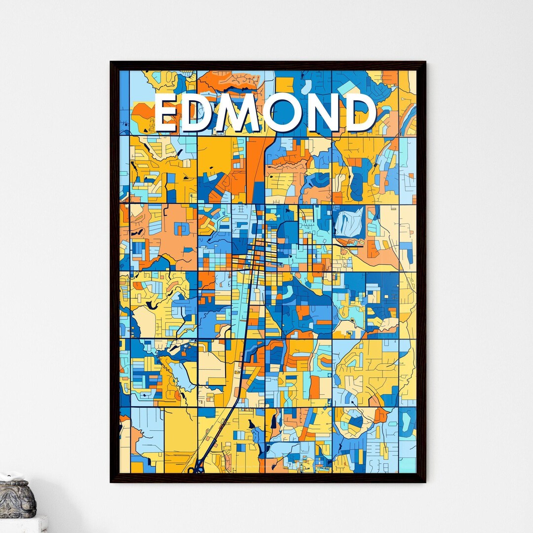 Edmond Oklahoma, Oklahoma Art, Vibrant Map Print, City Map Wall Decor ...
