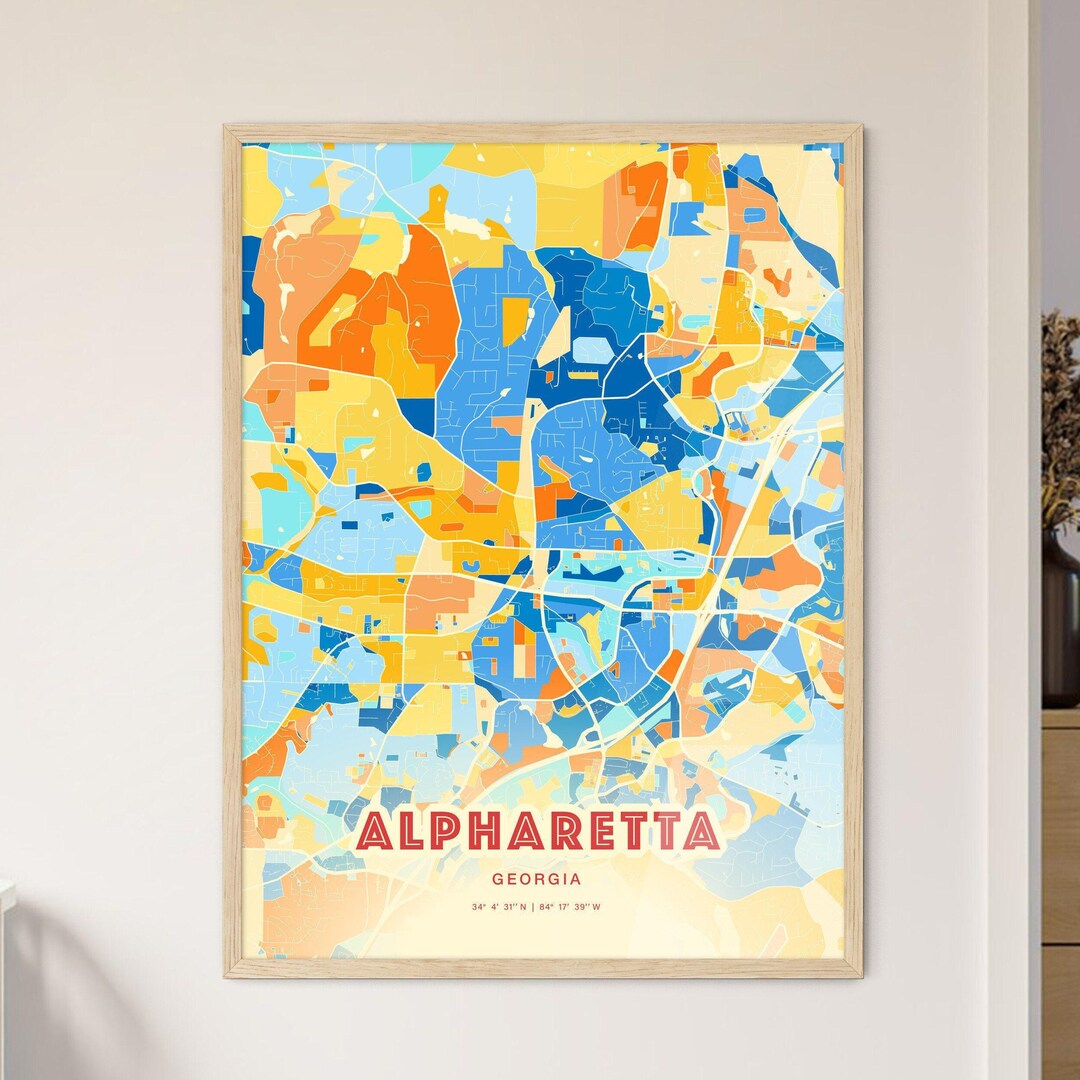 Alpharetta Georgia Coastal Colors Art Map Alpharetta United States City ...