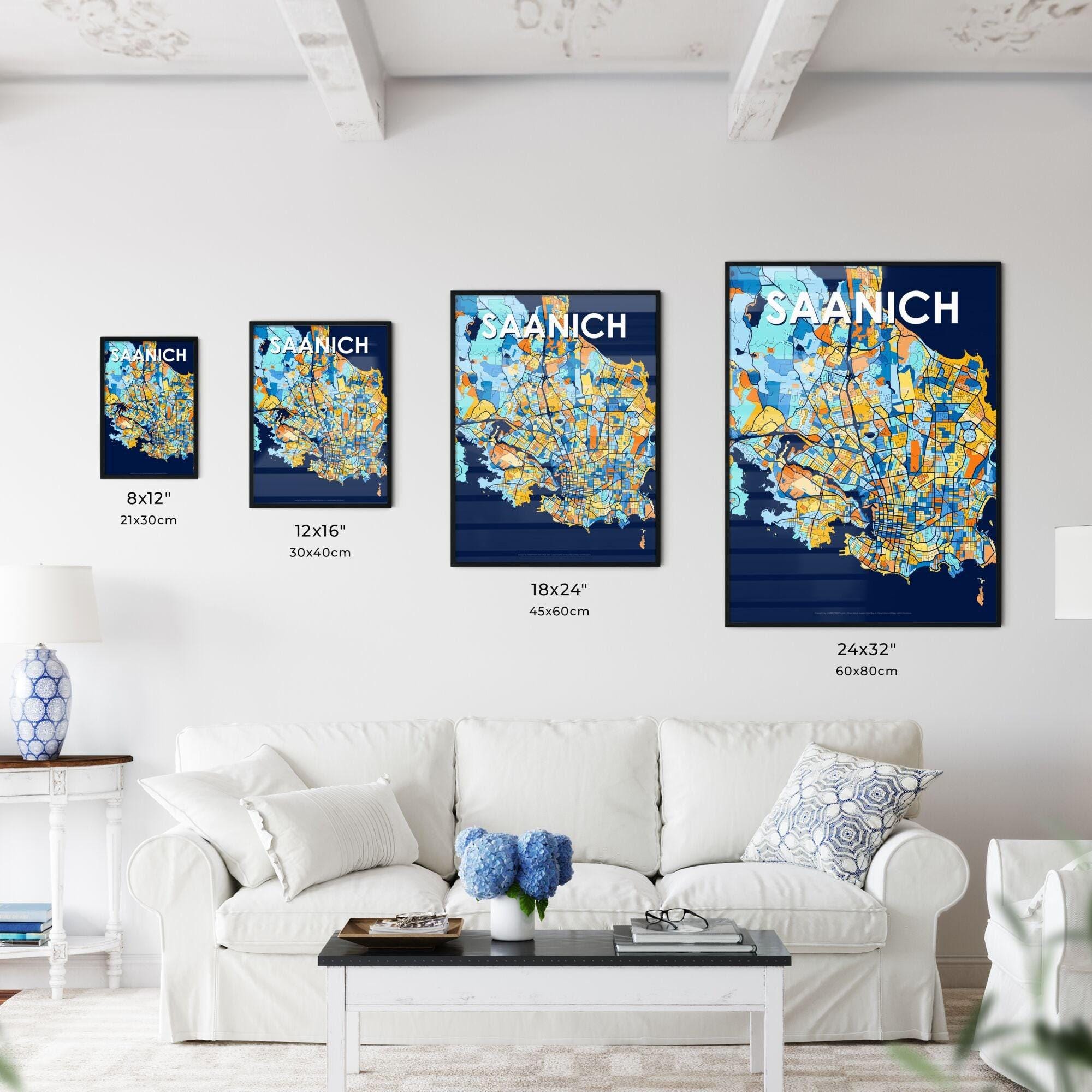 Saanich Canada Colorful Art Map Poster - Unique Home Decor | Perfect ...