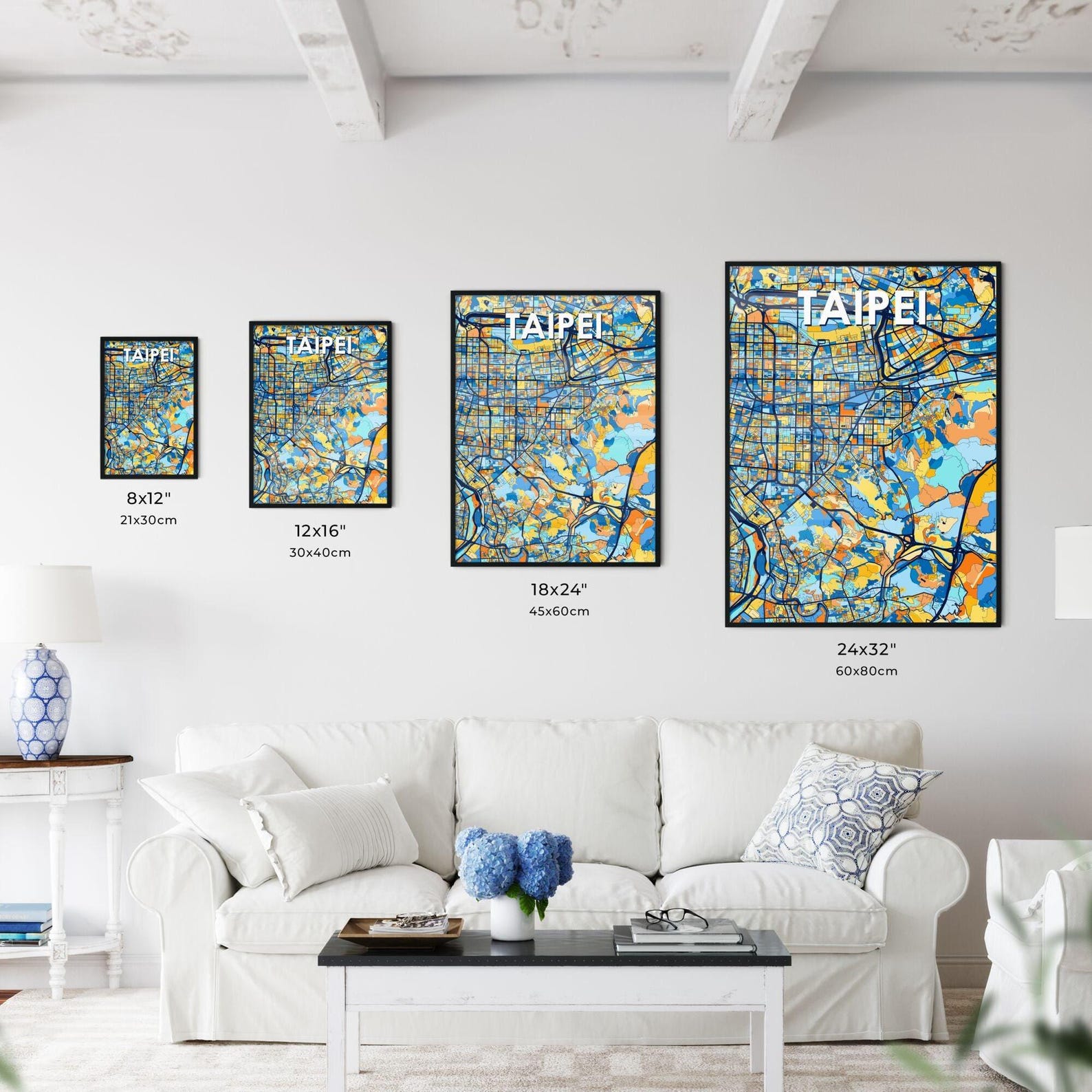 Taipei Taiwan Art Map Poster - Vibrant Wall Decor, Unique Gift for Home ...