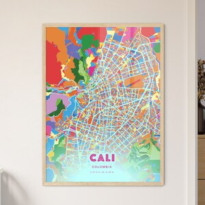 CALI COLOMBIA Crazy Colorful Art Map Custom Poster a Perfect Gift. - Etsy