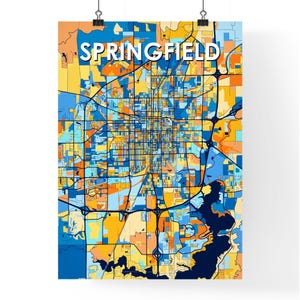 Springfield, Illinois Art Map Poster - Vibrant Wall Decor | Unique Gift ...
