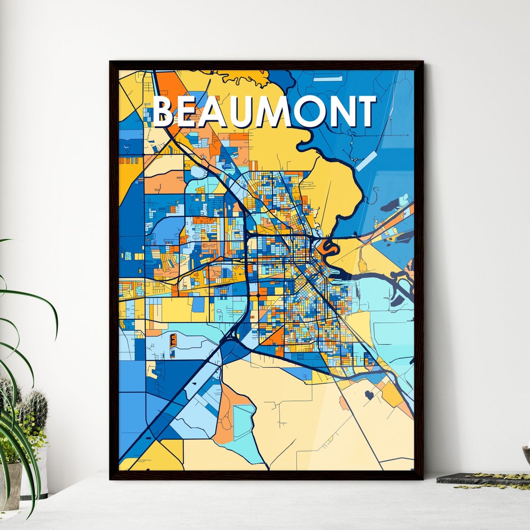 BEAUMONT TEXAS Vibrant Colorful Art Map Poster - Etsy
