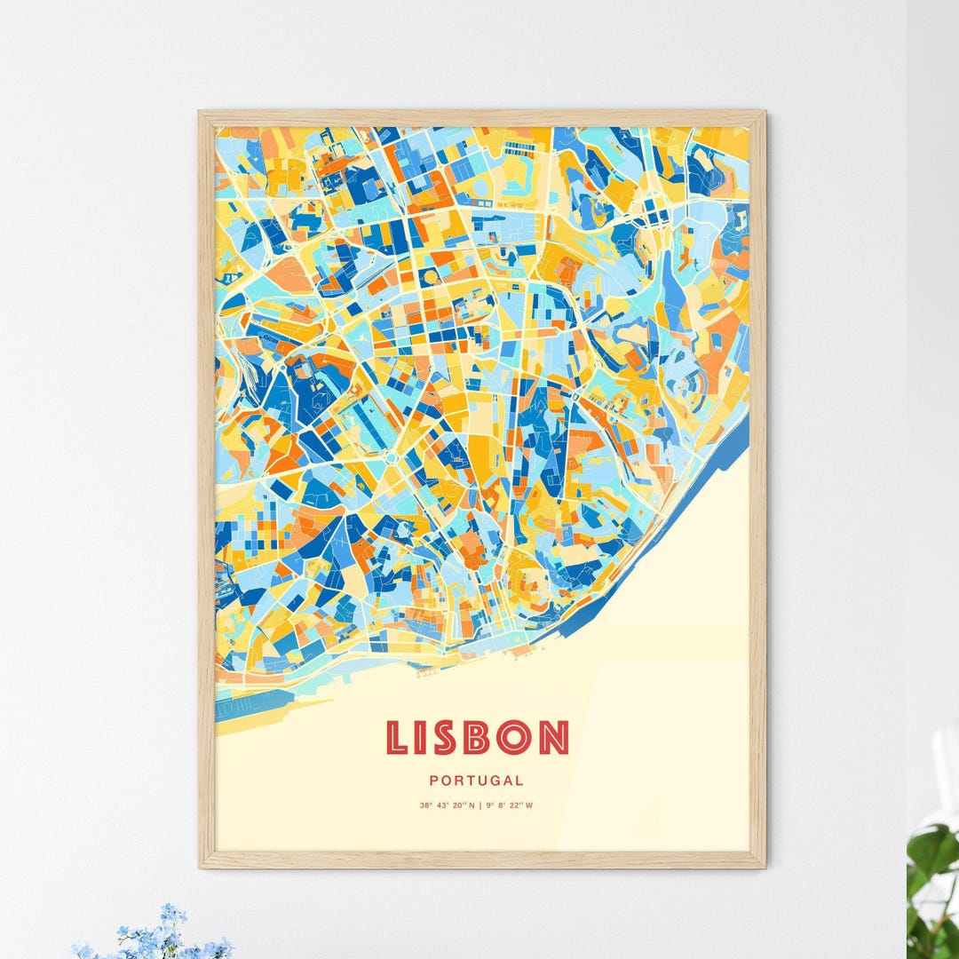 Lisbon Map Art, Lisbon City Poster, Custom Lisbon Decor, Coastal Colors ...