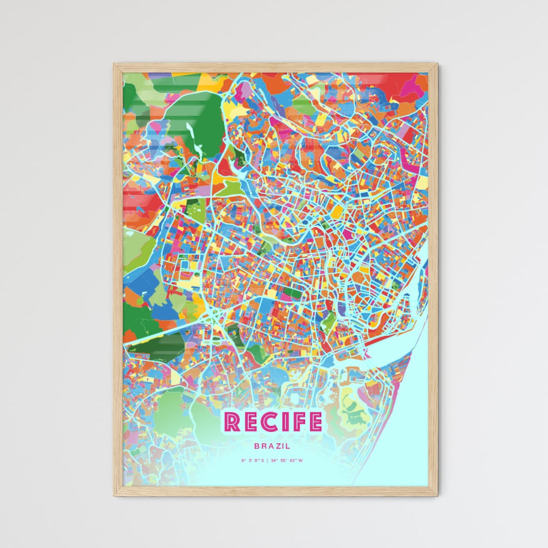 ARRECIFE SPAIN Crazy Colorful Art Map Custom Poster a Perfect Gift. - Etsy
