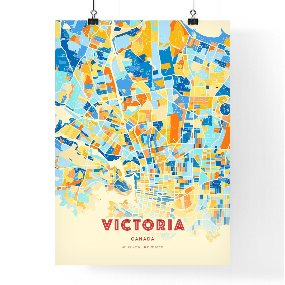 Victoria Canada Coastal Colors Art Map Victoria Canada City Map ...