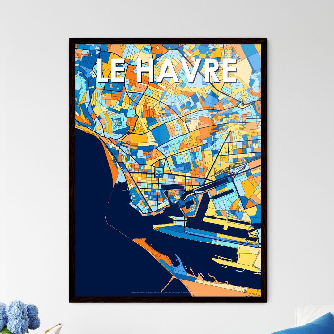 Vibrant Le Havre Art Map Poster - Unique Wall Decor | Personalisable ...