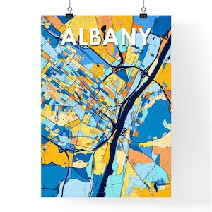 Personalisable Albany New York Art Map Poster - Vibrant Wall Decor ...